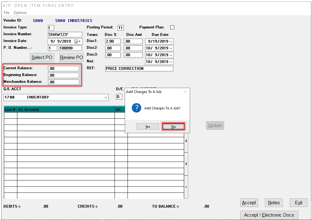 Correcting Job Cost using the Accounts Payable Module