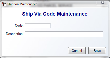Ship Via Code Maintenance