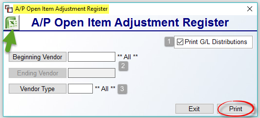 Open Items Adjustment Register