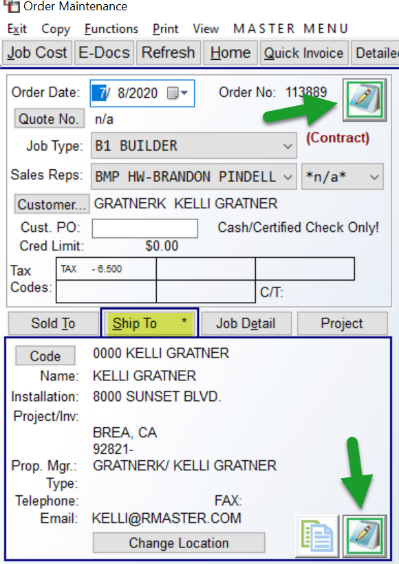 Displaying Ship To Notes and Job Number Notes on Work Orders