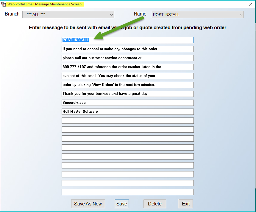 How to Set Up / Change a Web Portal Email Message