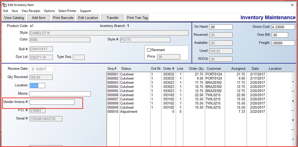 Receiving Report by Prod Type (A/P Not Invoiced)