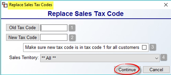Sales Tax Code Maintenance