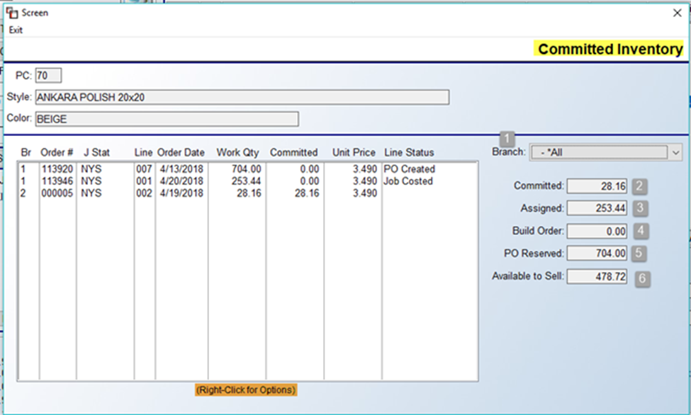 View Committed Inventory