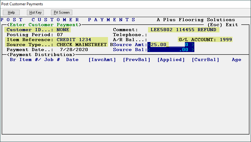 Moving a Refund in the Customer Payment Register to an Invoice in A/P ...