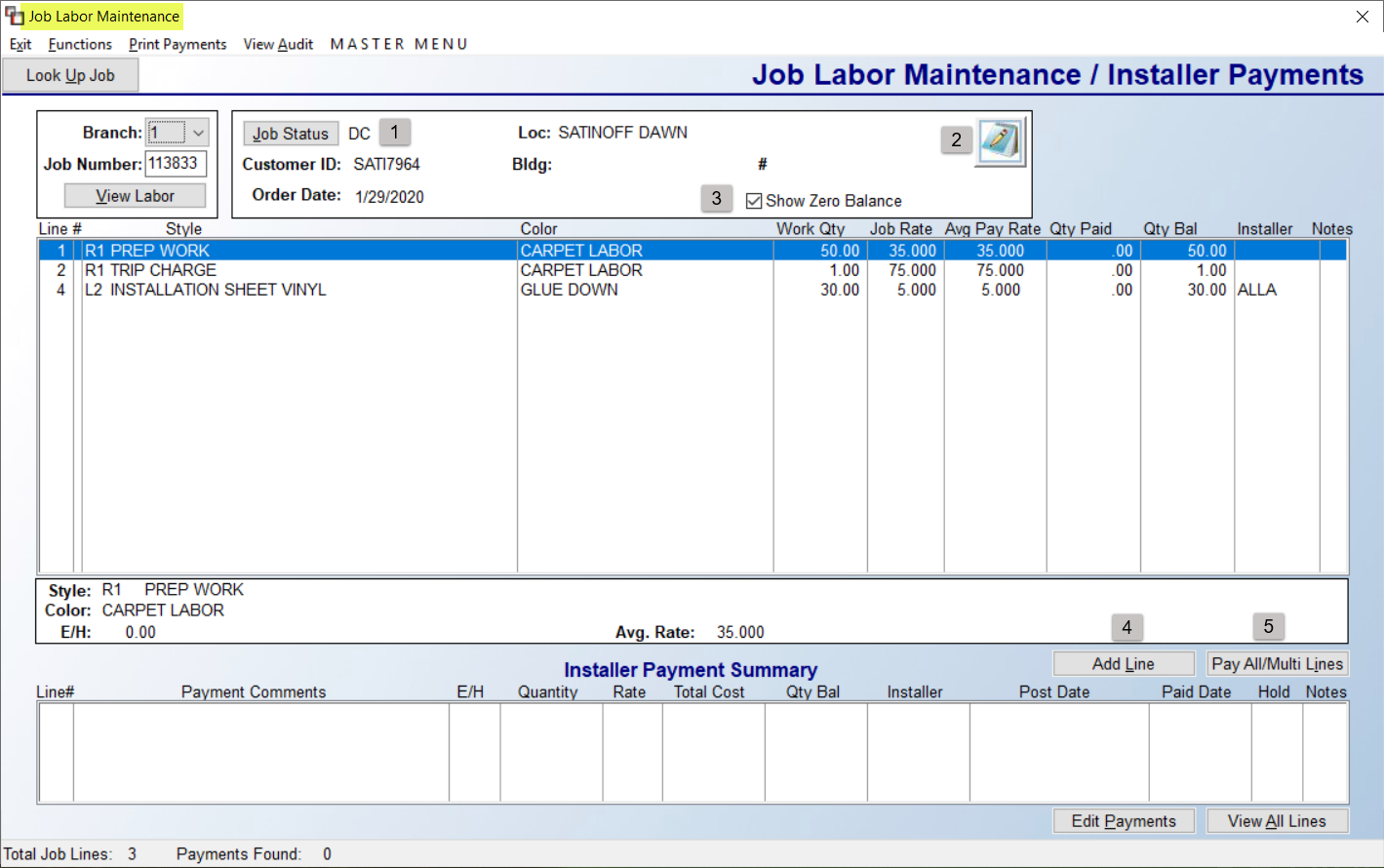 Job Labor Maintenance Installer Payments