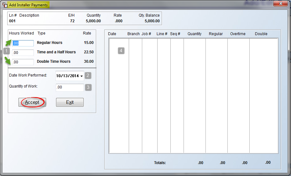 Job Labor Maintenance Installer Payments